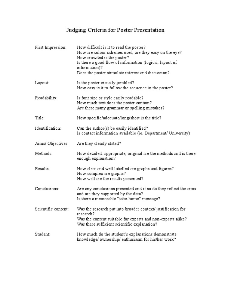 Judging Criteriafor Posters | PDF