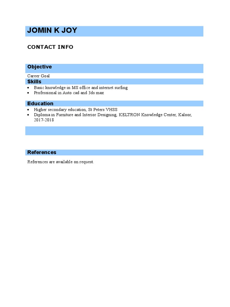 Jomin K Joy: Contact Info | PDF