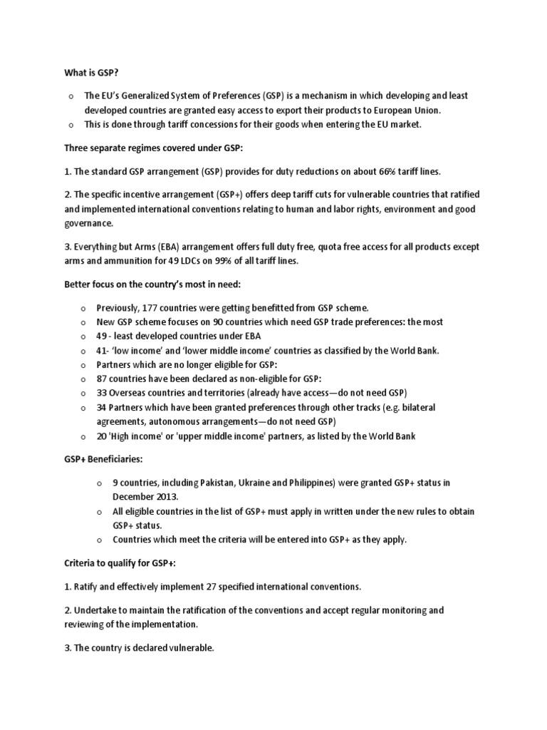 What Is GSP | PDF | Ratification | European Union