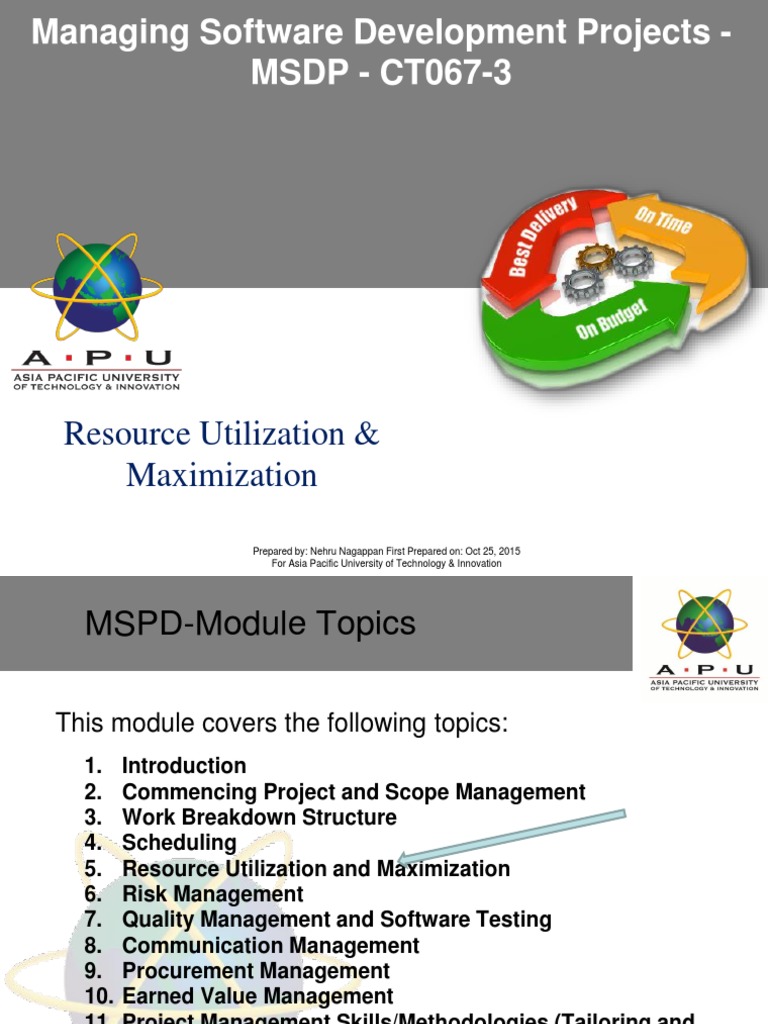 MSDP-05-Resource Utilization and Maximization V1.0a | PDF | Project Management | Business