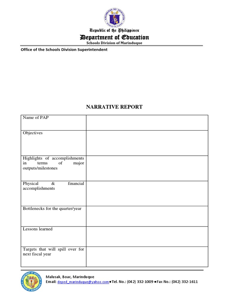Narrative Report Format | PDF | Career & Growth | Business