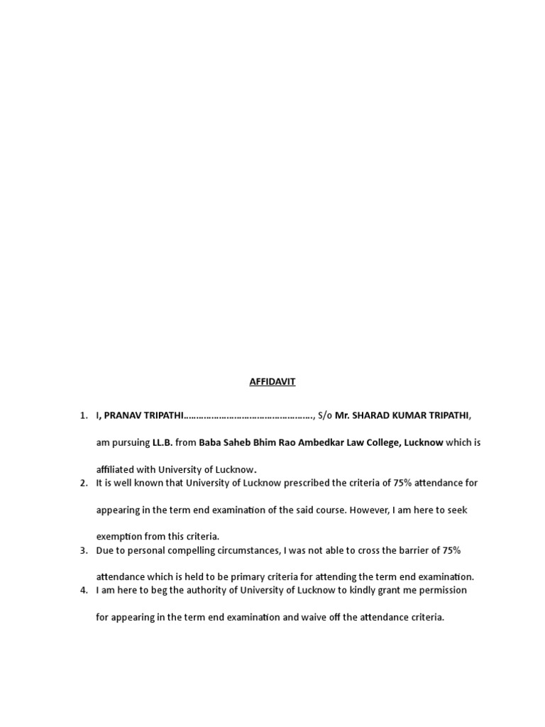 Affidavit - Short Attendance | PDF