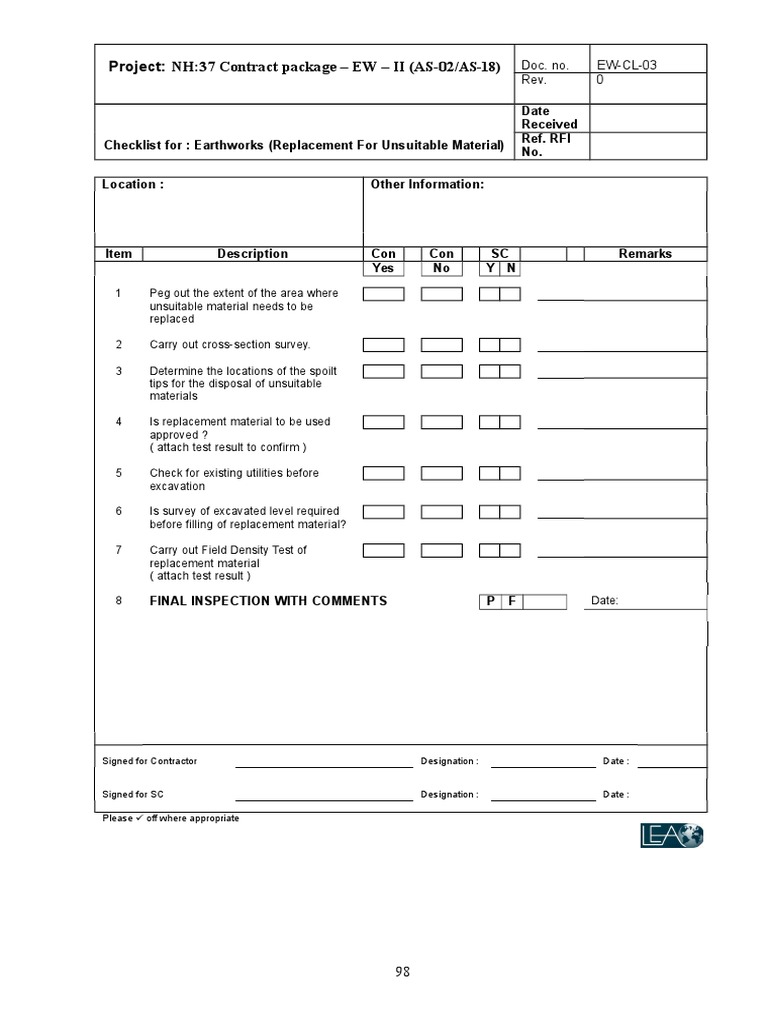 Replacement of Unsuitable Materials | PDF