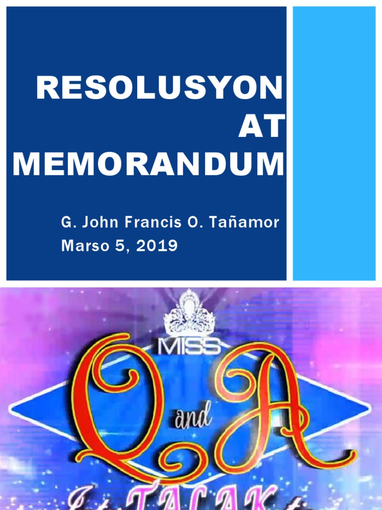 Resolusyon at Memorandum | PDF