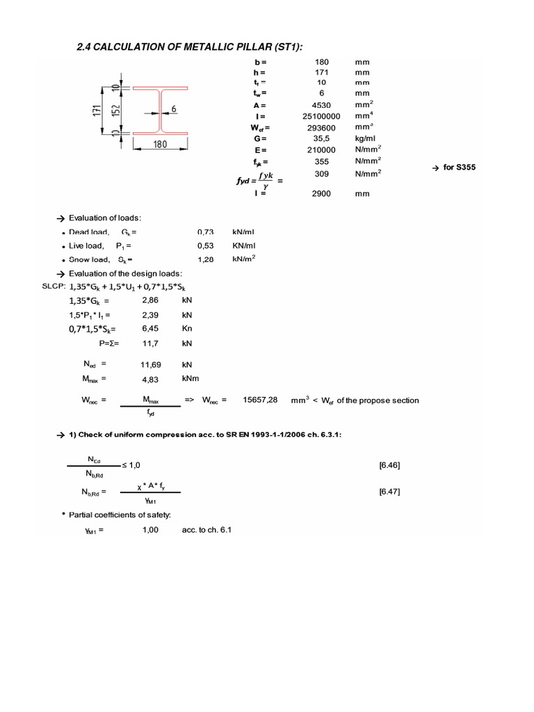 Pillar 2 Calculation Example | PDF | Buckling | Solid Mechanics