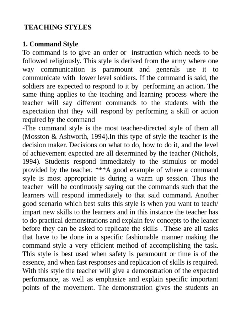 Teaching Styles Explained | PDF | Teachers | Neuropsychological Assessment