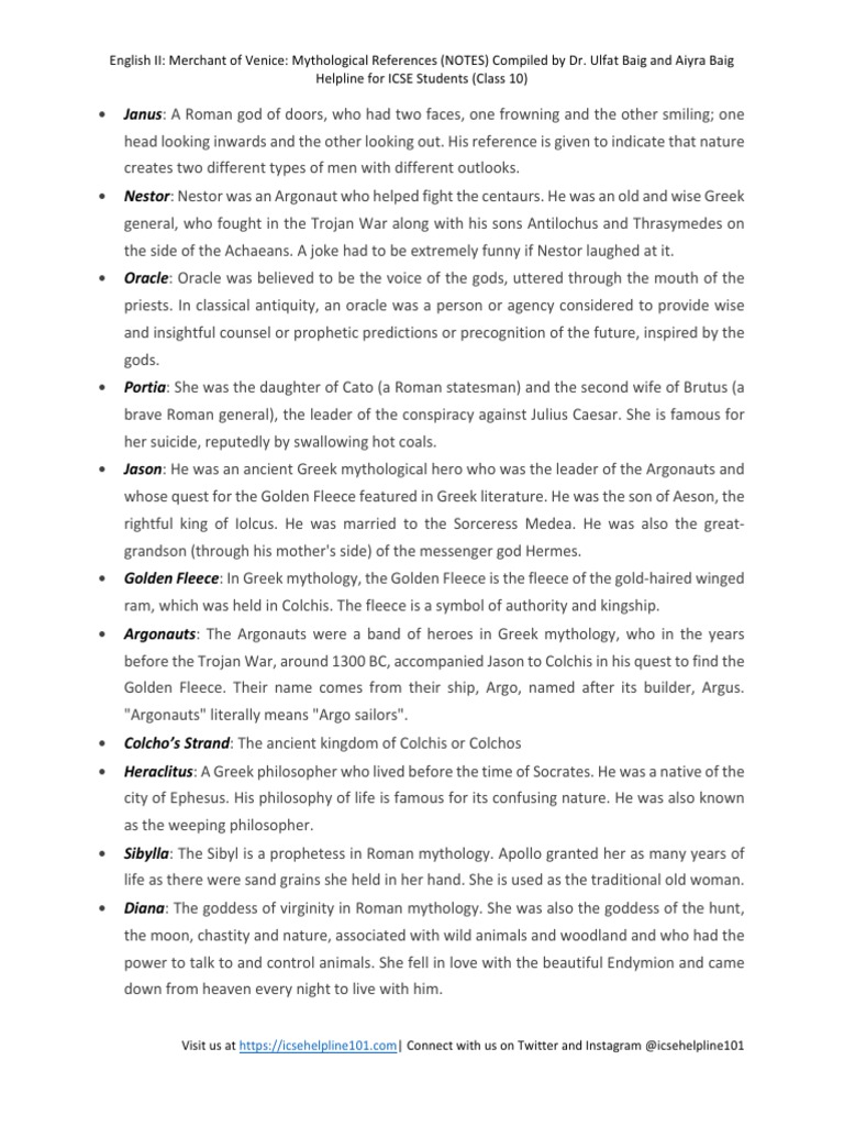 English 2 ICSE Merchant of Venice | PDF | Argonauts | Jacob