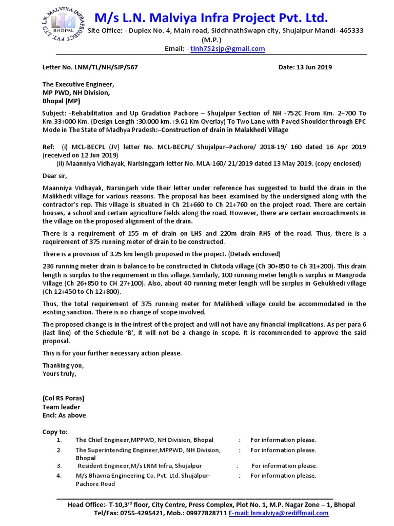 M/s L.N. Malviya Infra Project Pvt. LTD | PDF | Business