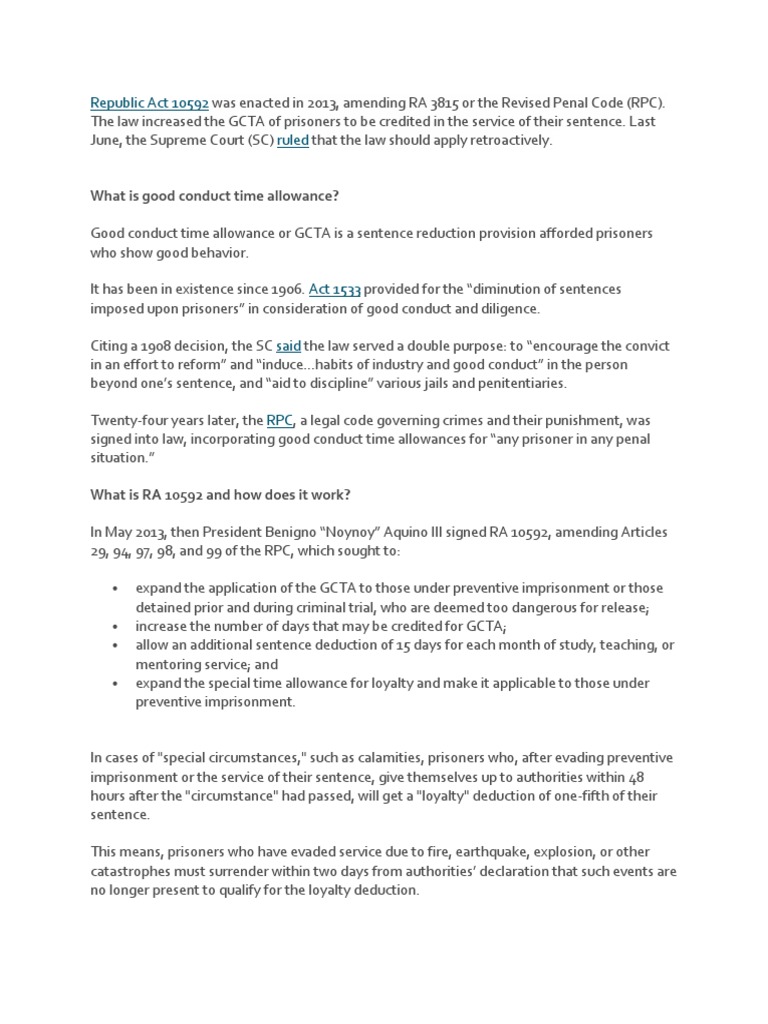 Old Vs New GCTA | PDF | Remand (Detention) | Prison