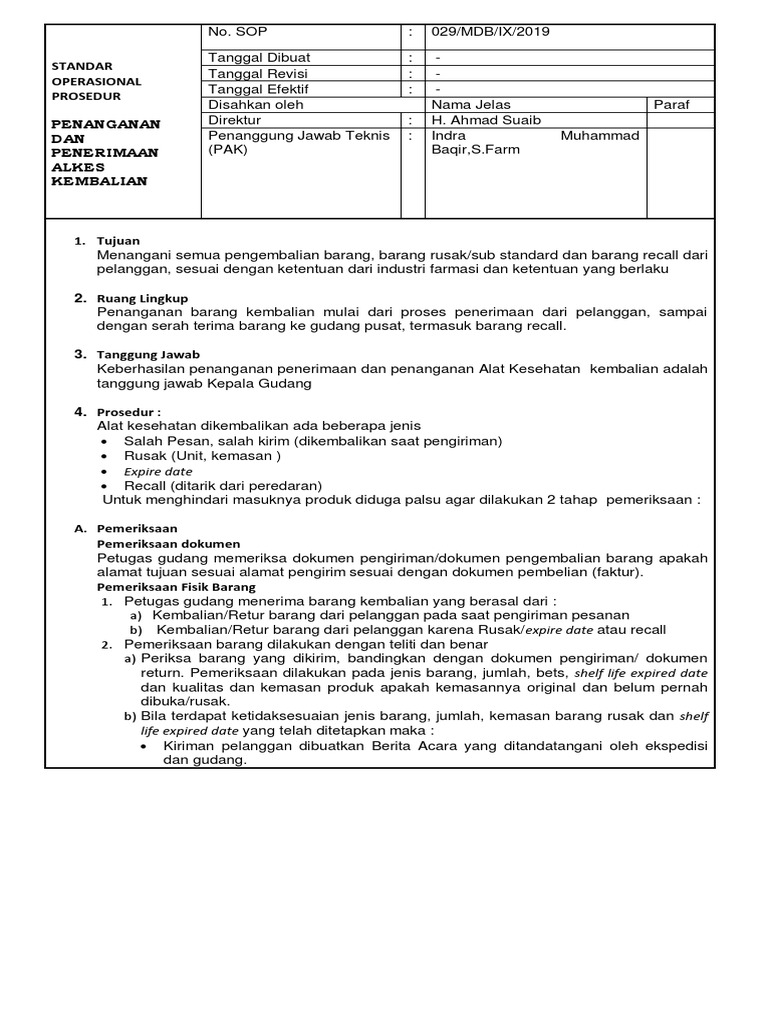 Sop Penarikan Barang | PDF | Pengelolaan Keuangan & Uang | Hukum