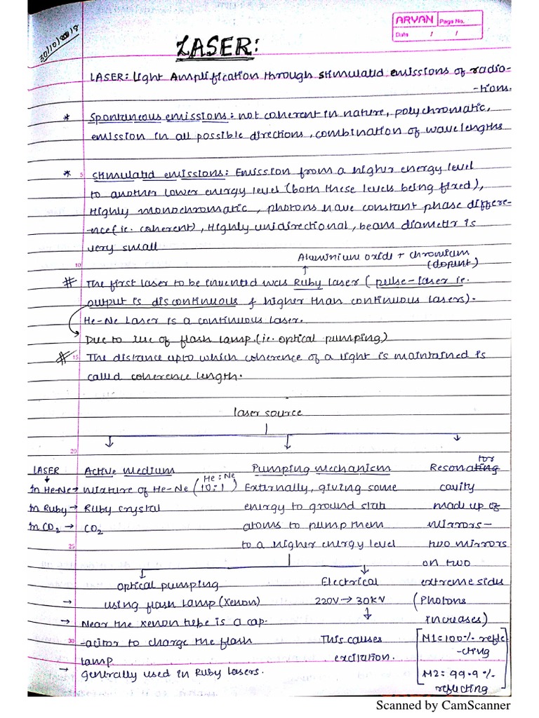 Lasers - Notes | PDF