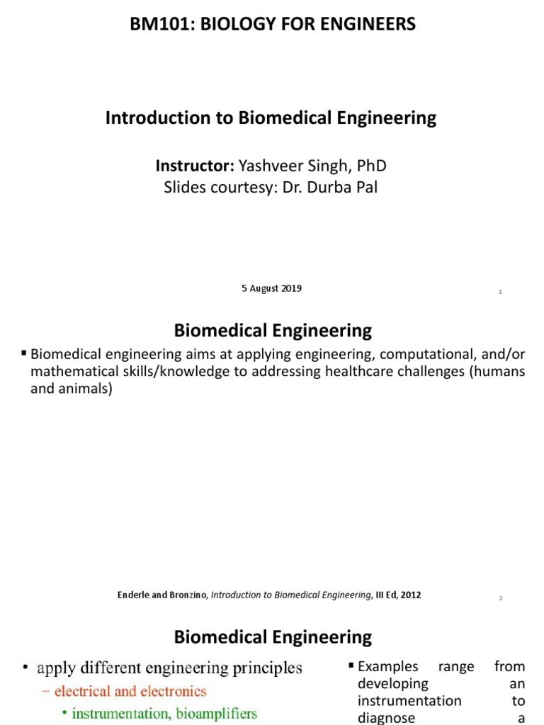 Bm101: Biology For Engineers: Instructor: Yashveer Singh, PHD | PDF ...
