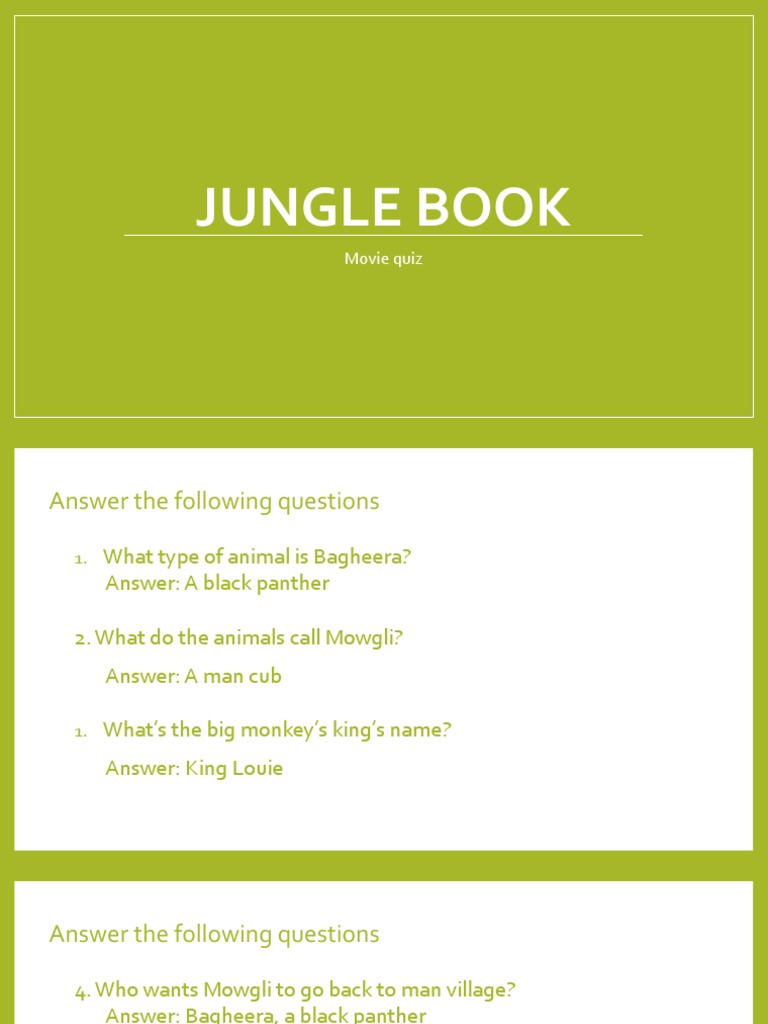 Jungle Book Movie Quiz | PDF