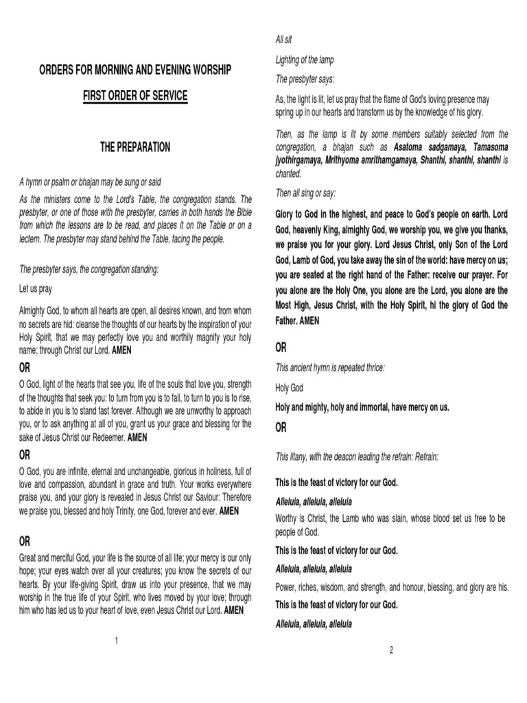 CSI Order of Service | PDF | God The Father | Confession (Religion)