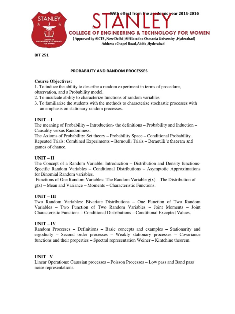 Probability and Random Processes | PDF