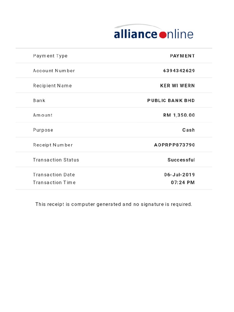 Alliance Receipt | PDF