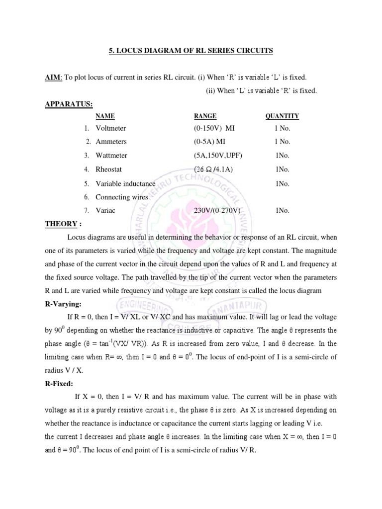 5.locus Diagram RL PDF | PDF | Inductor | Electrical Network