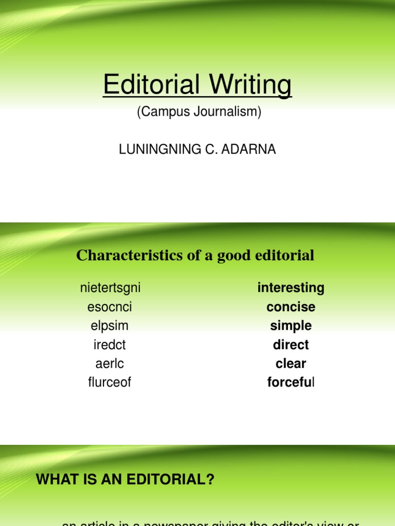 Editorial Writing: (Campus Journalism) | PDF