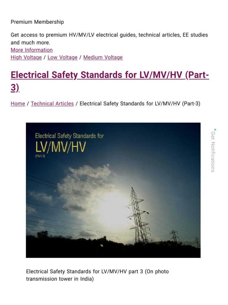 Electrical Safety Standards For LV - MV - HV (Part-3) | PDF | Electric ...