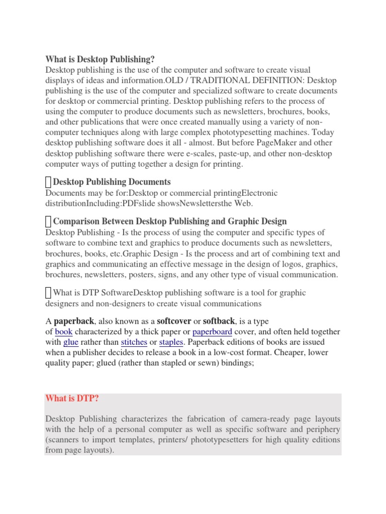 What is Desktop Publishing? Understanding DTP | PDF | Printer (Computing) | Typefaces