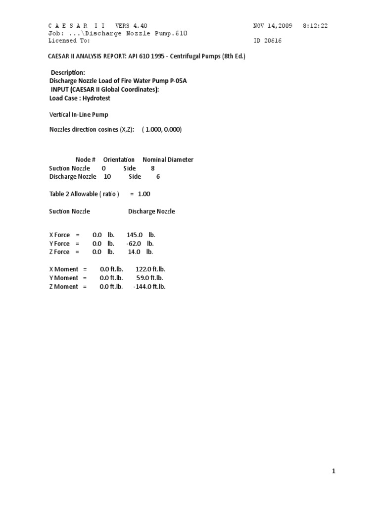 Analysis of Discharge Nozzle Loads on a Fire Water Pump Under Multiple ...