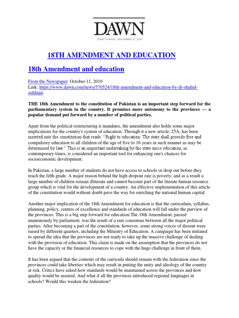 18th Amendment and Education | PDF | Curriculum | Behavior Modification