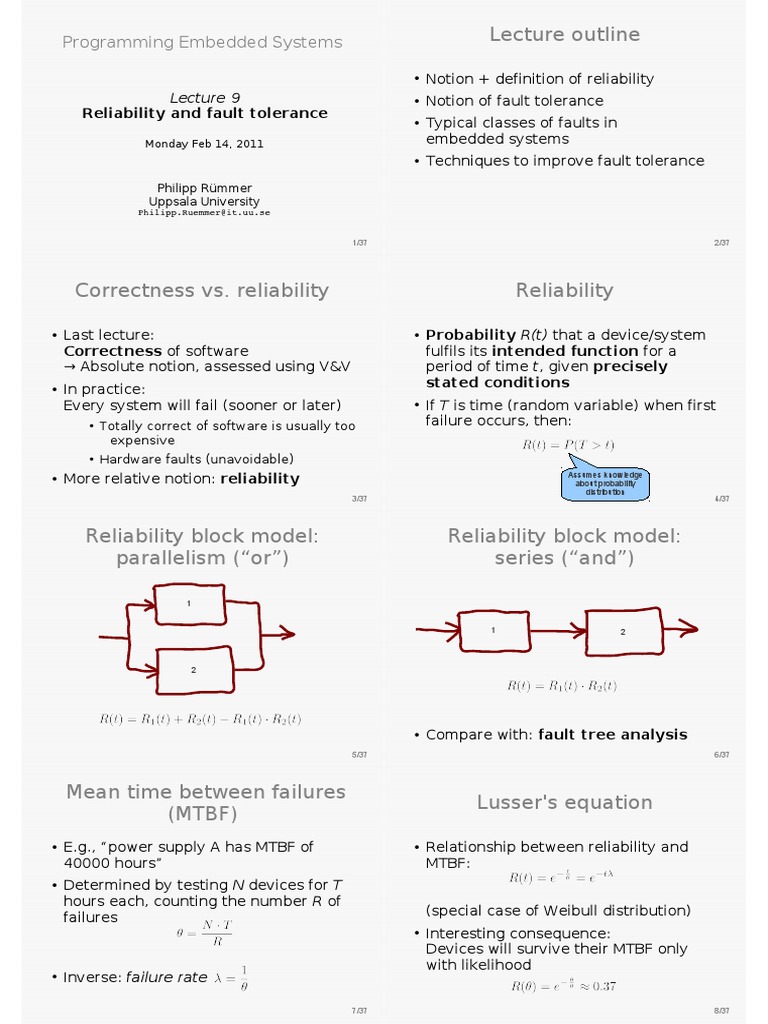 09 Fault Tolerance Pdf Reliability Engineering Error Detection And Correction