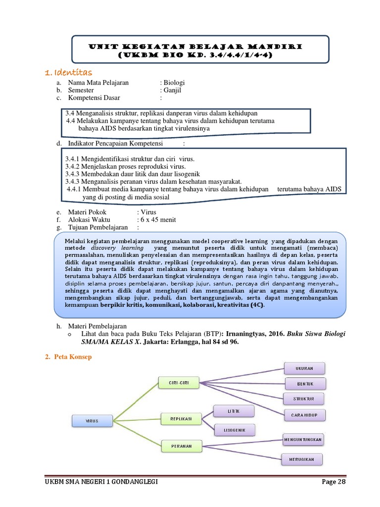 Ukbm Bio Virus KD 3.4-4.4-1.4-4 | PDF | Pengembangan Diri | Sains & Matematika