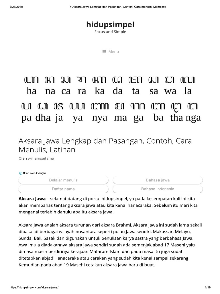 Belajar Aksara Jawa | PDF