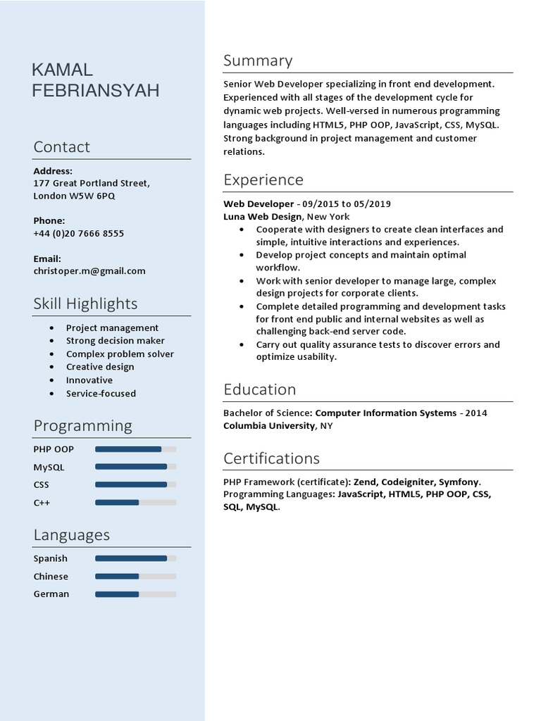 Free CV Template | PDF | Php | Web Design