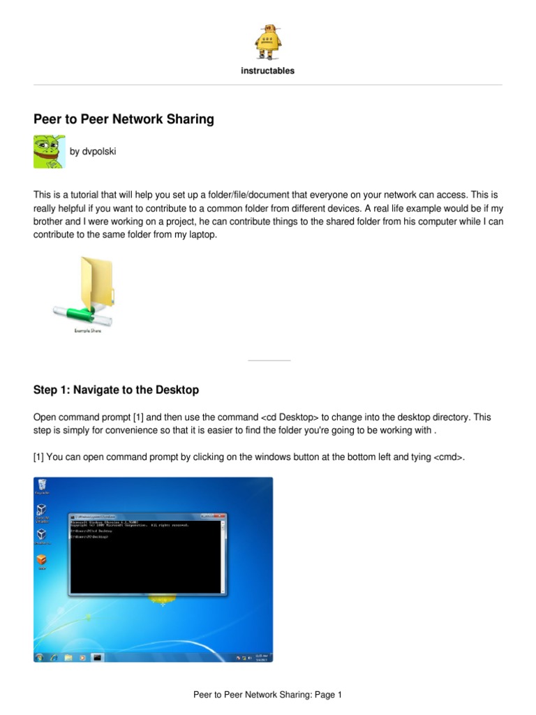 Peer To Peer Network Sharing: Step 1: Navigate To The Desktop ...