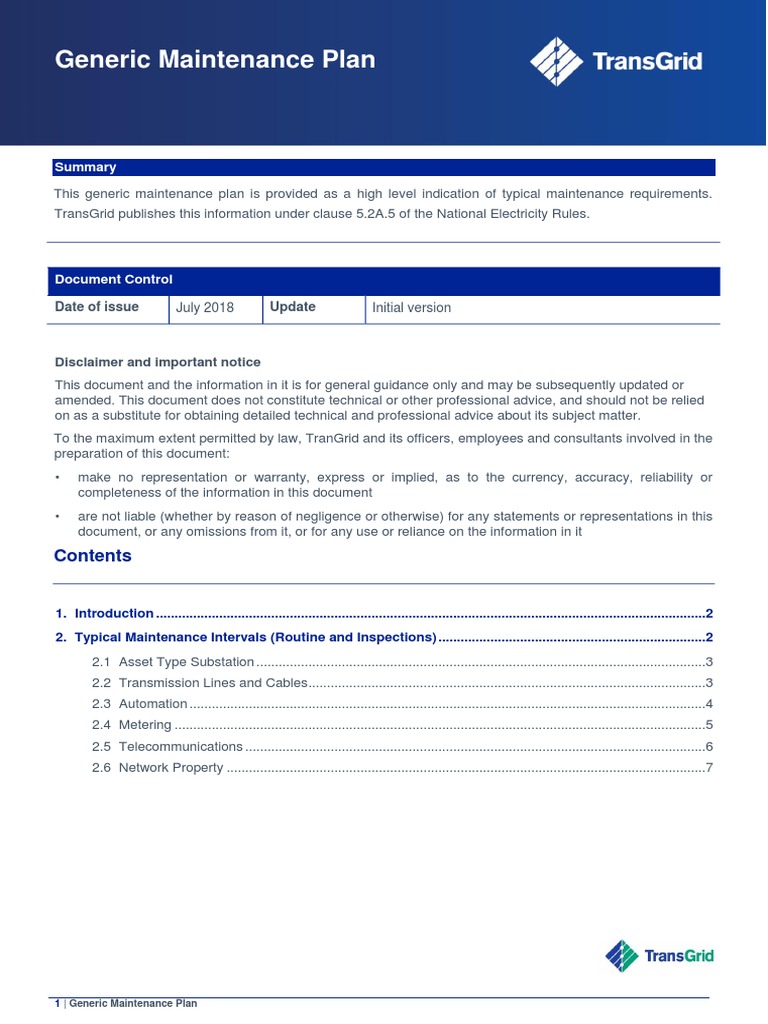 Maintenance Plan | Download Free PDF | Electrical Substation | Electric ...
