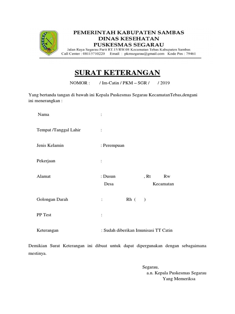 Surat Keterangan Catin | PDF