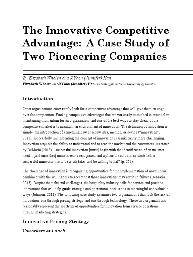 ITM124 - Case Study-The Innovative Competitive Advantage | PDF ...