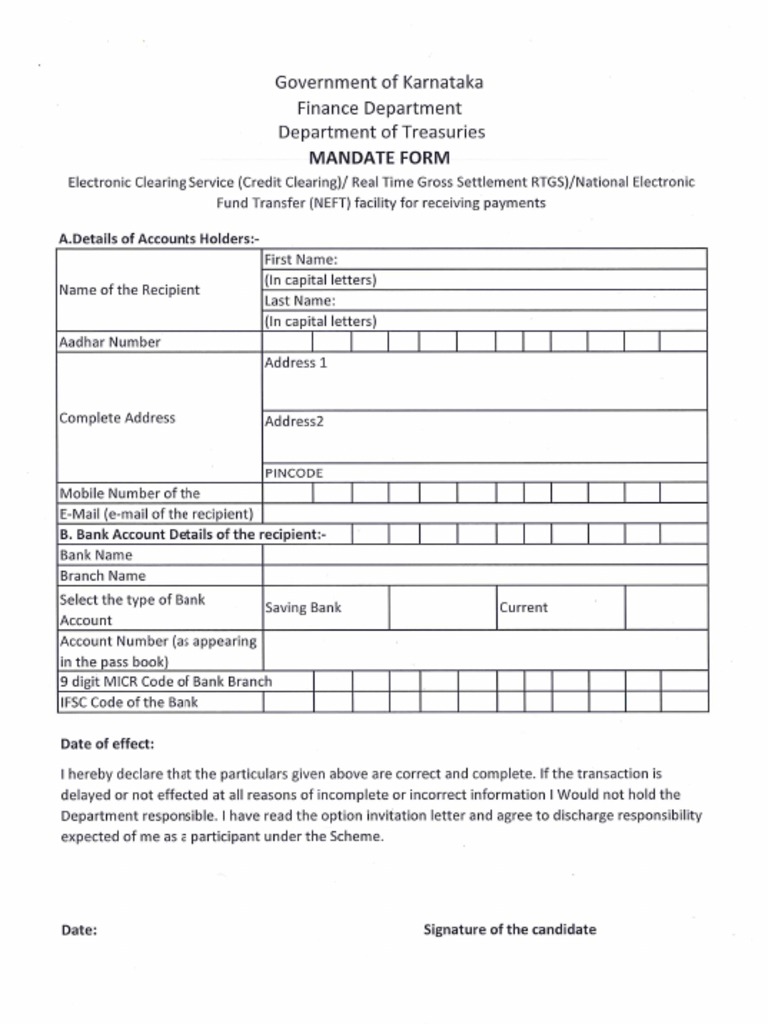Mandate Form | PDF