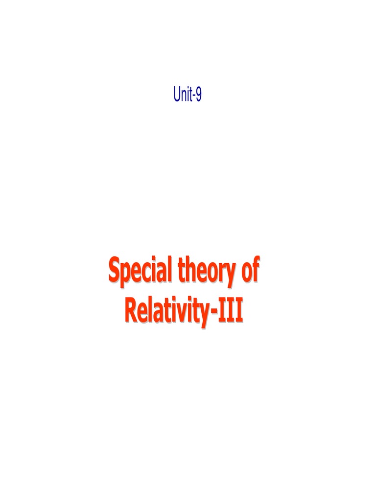 Special Theory of Reletivity | PDF | Special Relativity | Momentum