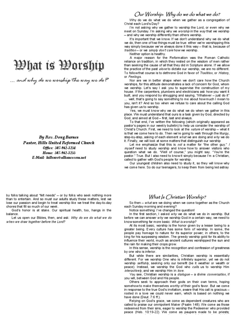 Worship Pamphlet | PDF | Worship | Calvinism