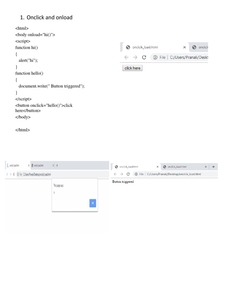 Onclick and Onload | PDF