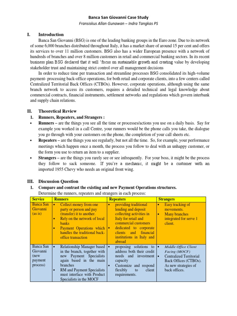 Banca San Giovanni Case Study: Fransiskus Allan Gunawan - Indra Tangkas PS | PDF | Banks | Retail