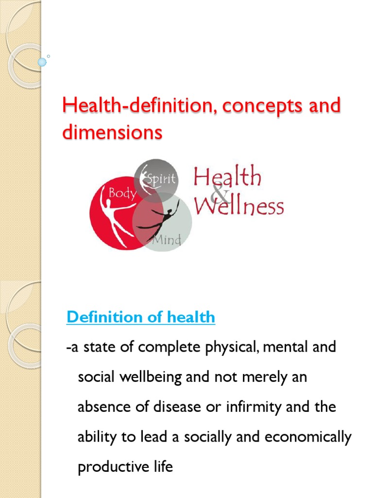 Health Definition Concepts and Dimensions | PDF | Ecology | Concept