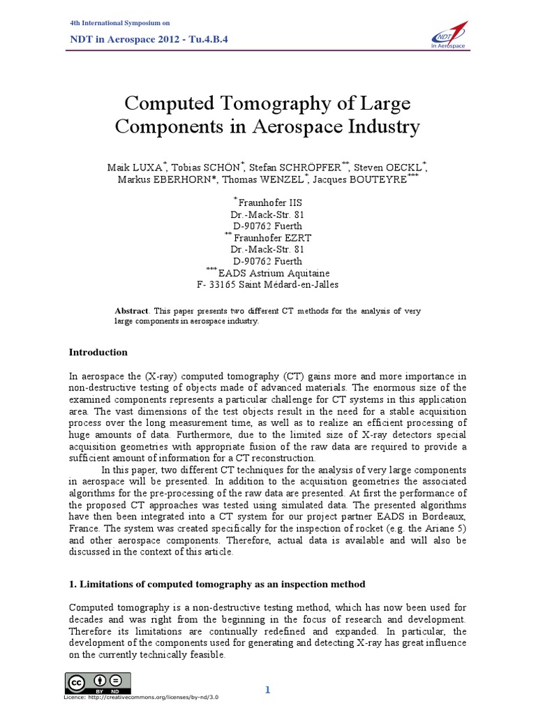 CT-Computed Tomography of Large Components in Aerospace Industry-2012 ...