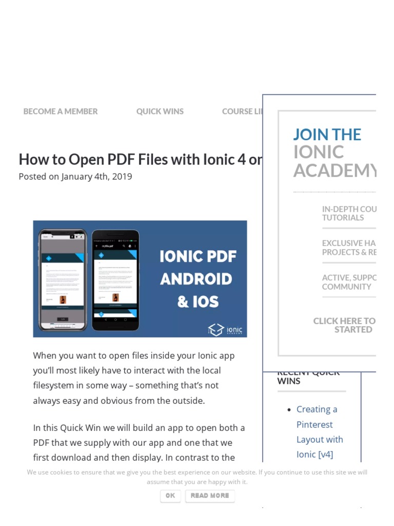 How To Open PDF Files With Ionic 4 On Android and IOS - Ionic ...