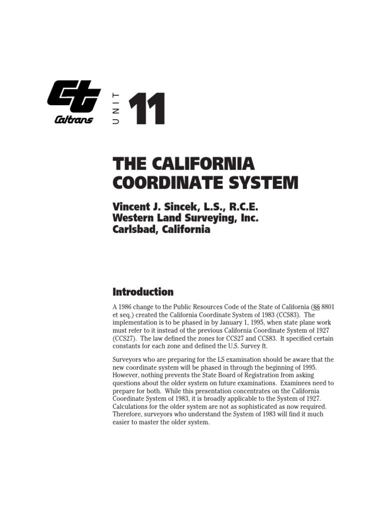 Nad83 CA Coordinate | Latitude | Geodesy