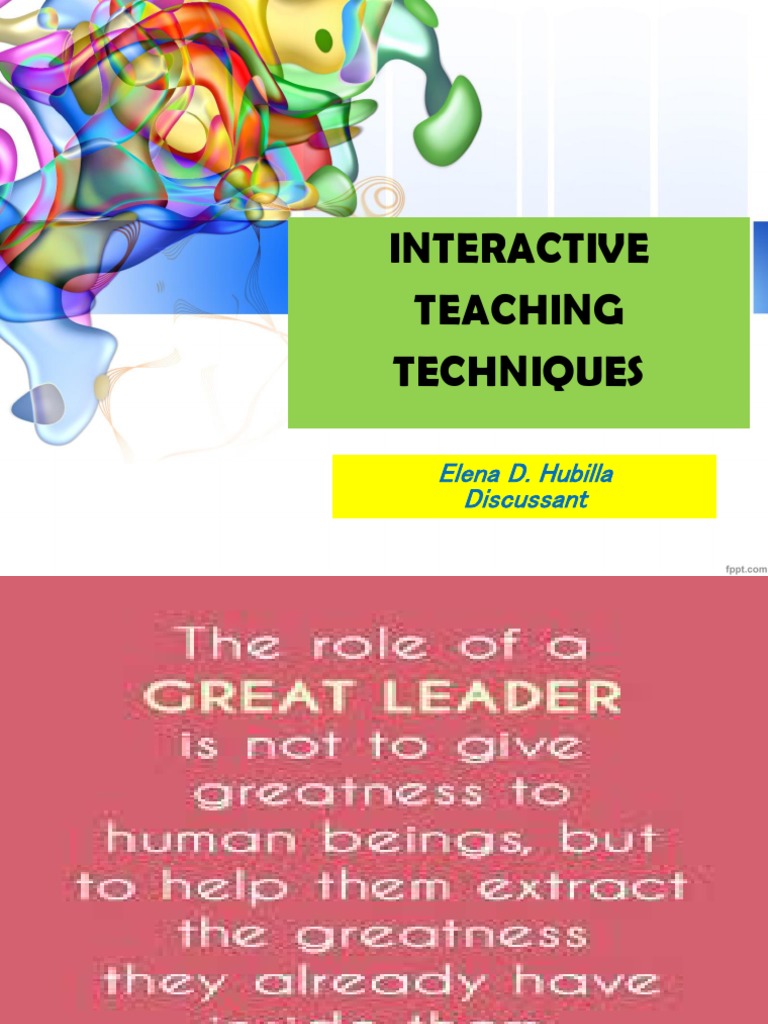 Interactive Teaching Techniques Overview | PDF | Learning | Cognitive ...