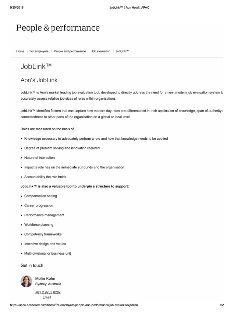JobLink™ - Aon Hewitt APAC | PDF
