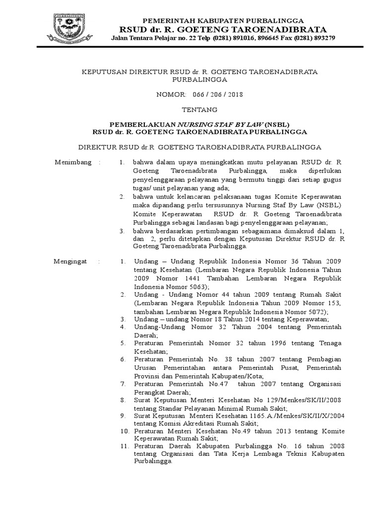 SK Pemberlakuan NSBL | PDF