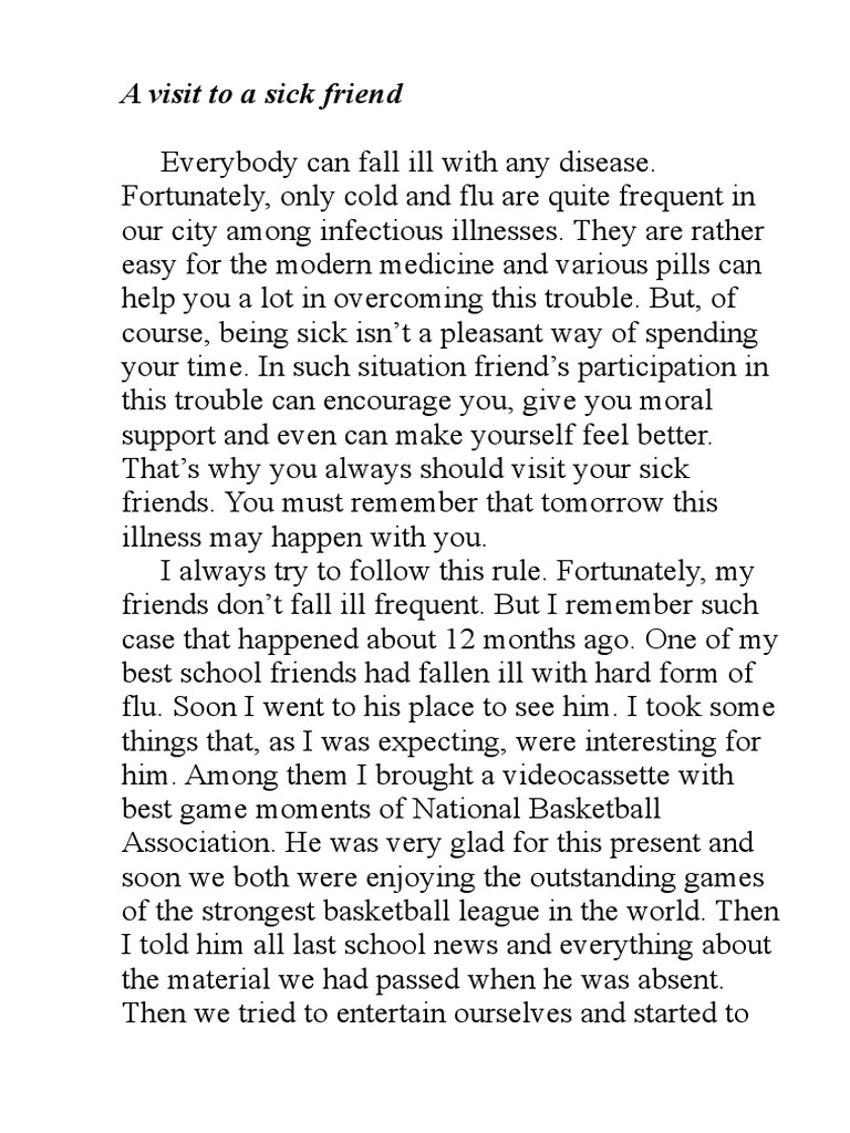Support Your Sick Friends | PDF