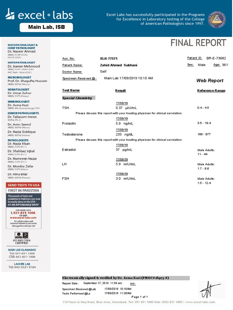Main Lab, ISB: Web Report | Download Free PDF | Luteinizing Hormone ...