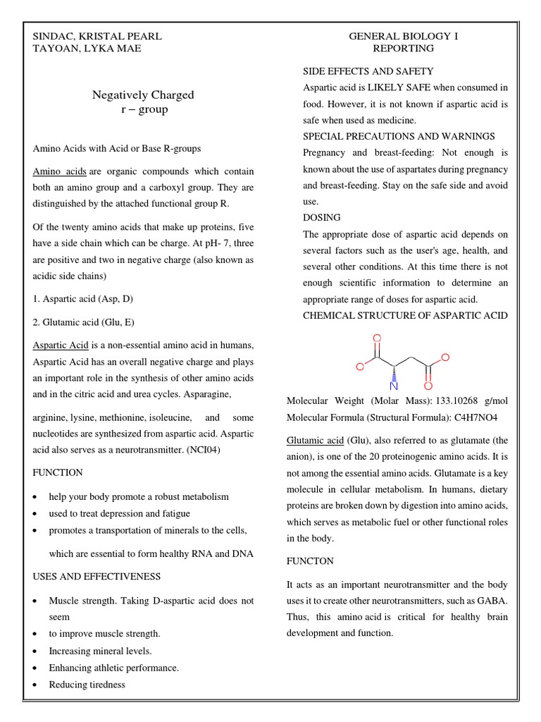 Negatively Charged R - Group | PDF | Glutamic Acid | Amino Acid