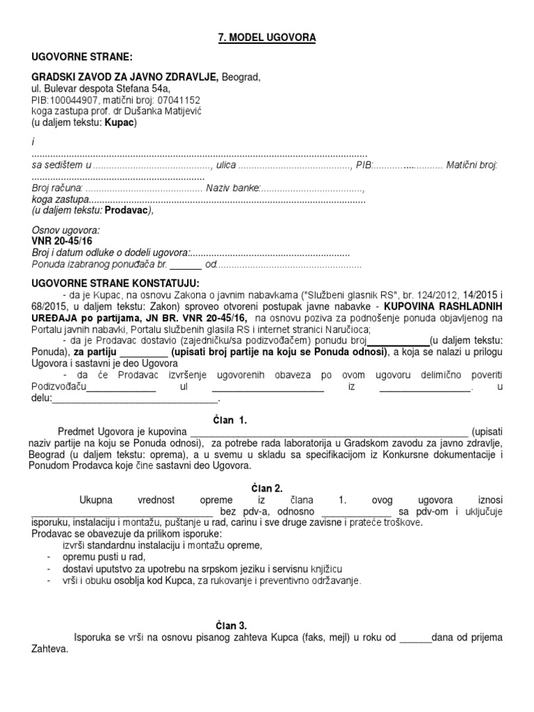 Model Ugovora o Kupovini Tehnicke Robe | PDF